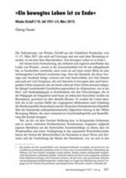 Georg Feuser: »Ein bewegtes Leben ist zu Ende«. Wienke Zitzlaff (*10 ...